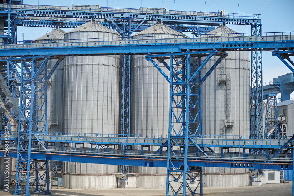 Grain cargo terminal with silos in sea port Stock Photo | Adobe Stock