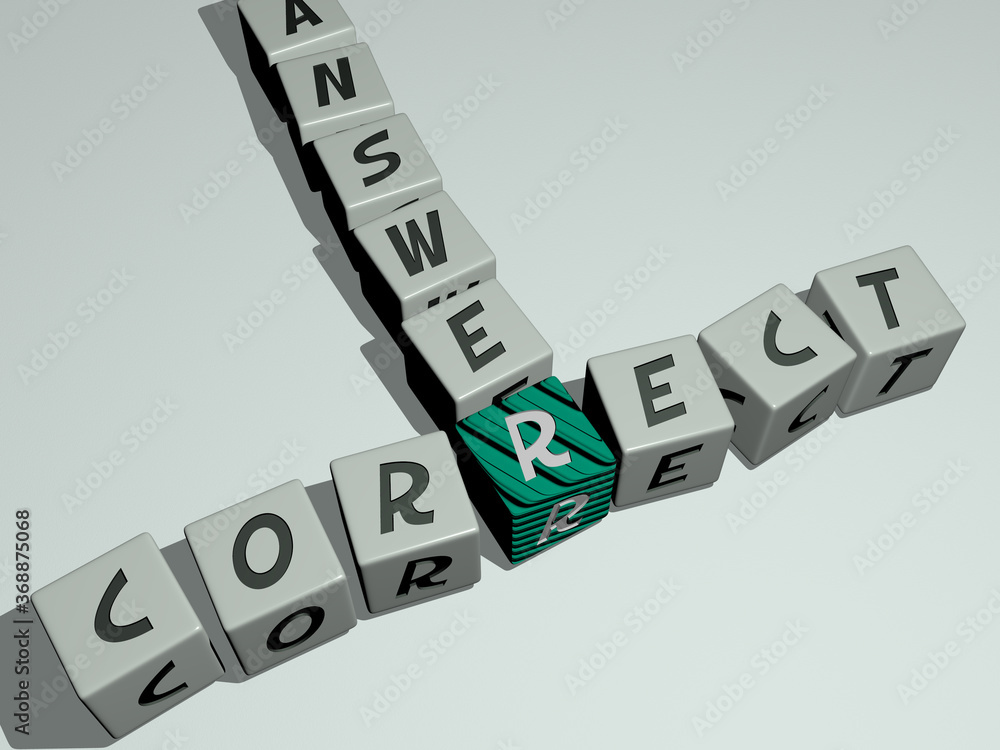 crosswords of correct answer arranged by cubic letters on a mirror ...