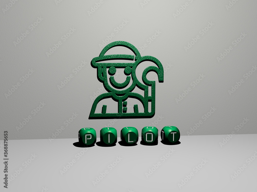 3D representation of PILOT with icon on the wall and text arranged by ...