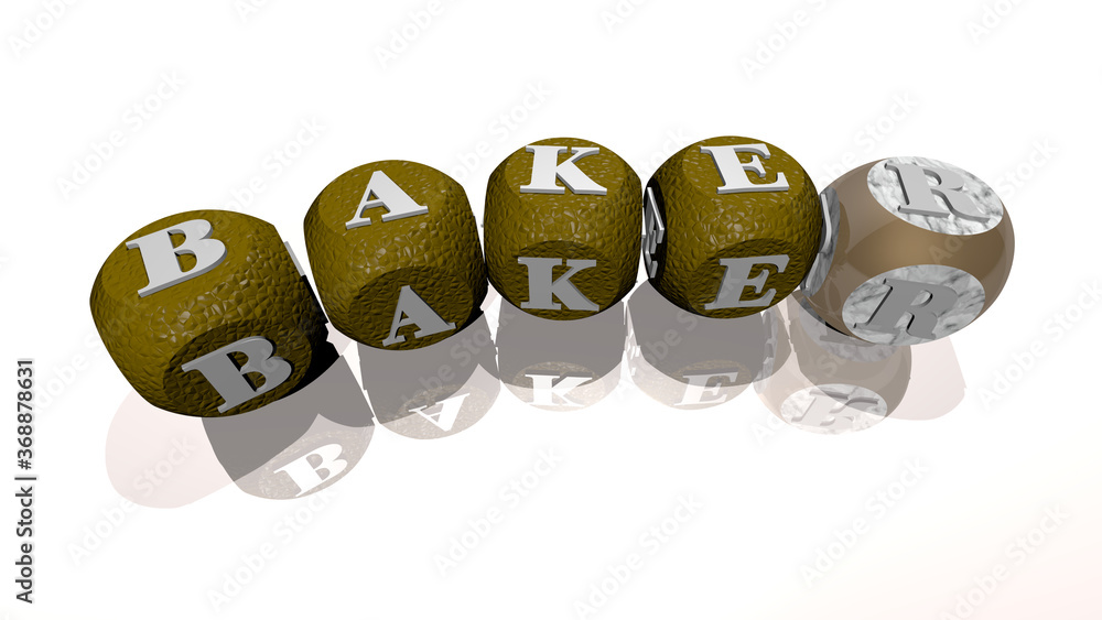BAKER combined by dice letters and color crossing for the related ...