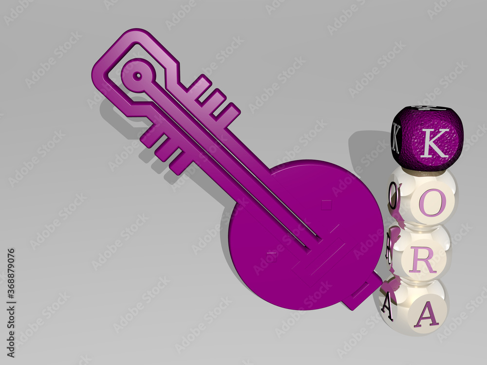 3D illustration of kora graphics and text around the icon made by ...