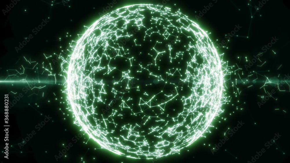 Animation of rotating with plexus particles around. Technology ...