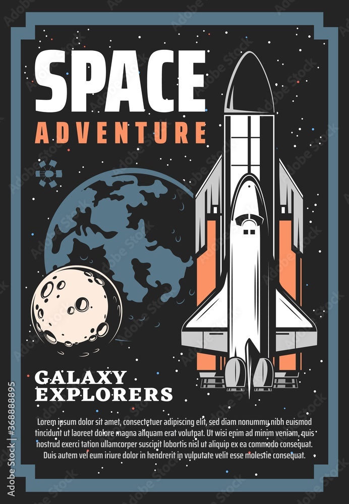 Space exploration spaceship and galaxy universe planets vector design ...