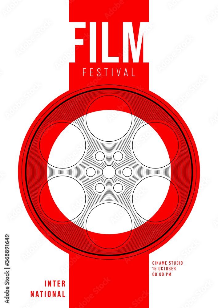 Movie and film poster design template background with film reel and ...