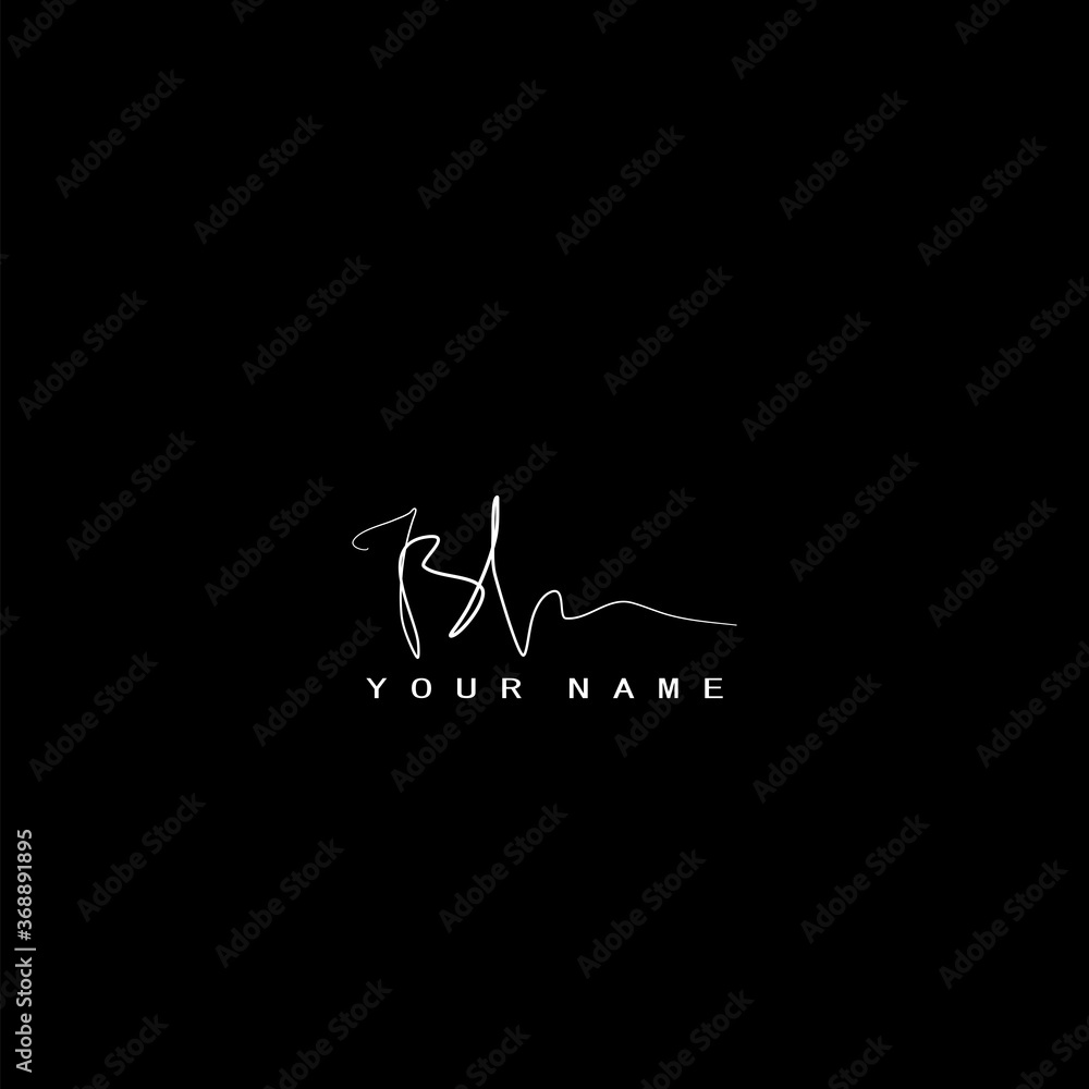 Signature Logo B and H, BH Initial letter. Handwriting calligraphic ...