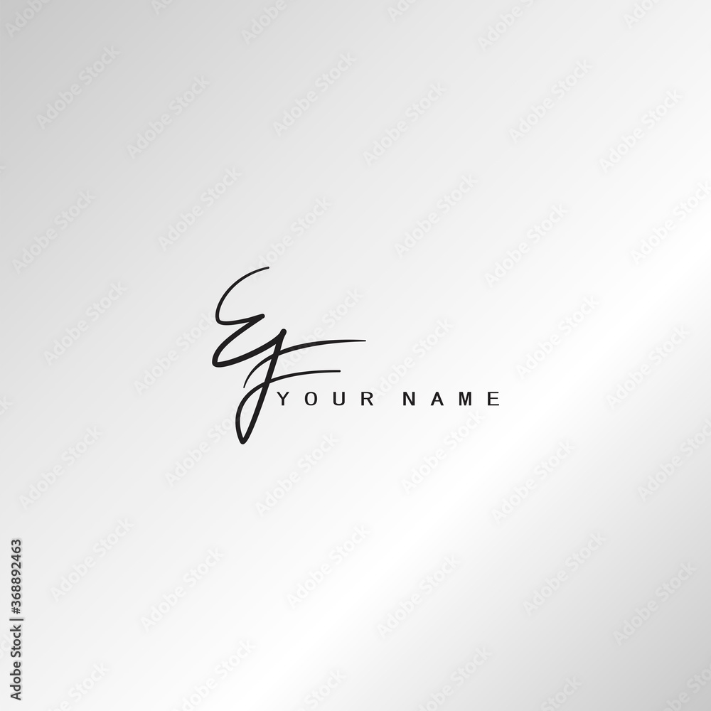 Signature Logo E and F, EF Initial letter logo sign. Handwriting ...