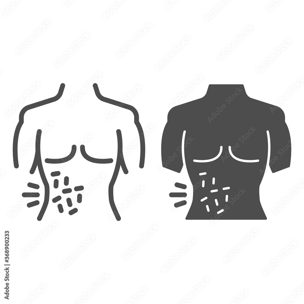 Body rash line and solid icon, Allergy concept, dermatitis or eczema on ...