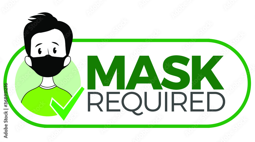 Please Wear a Face Mask Rectangular Instruction Icon. Vector Image ...