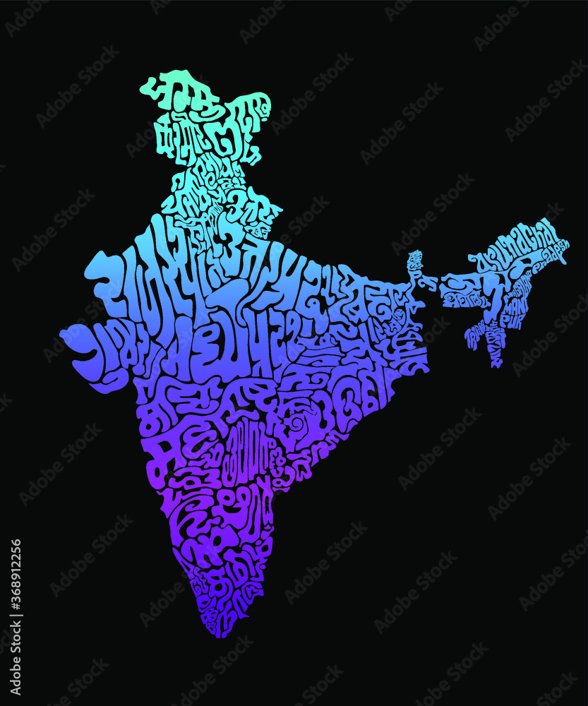 India map typography illustration Stock Vector | Adobe Stock