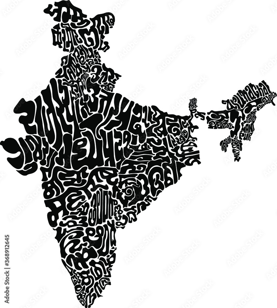 India map typography illustration Stock Vector | Adobe Stock