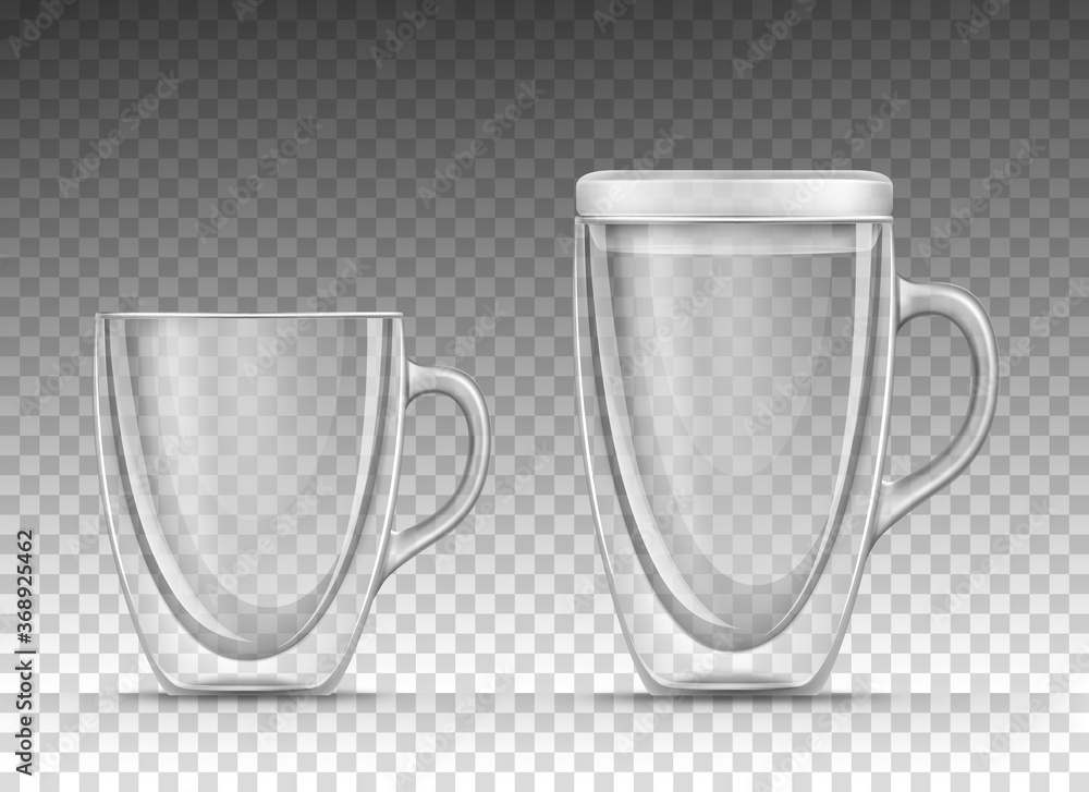 Vector illustration of empty glass cup with double walls for drinks in ...