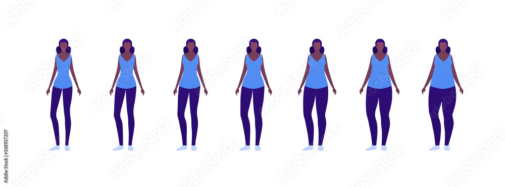 Woman body weight concept, Vector flat person illustration set ...