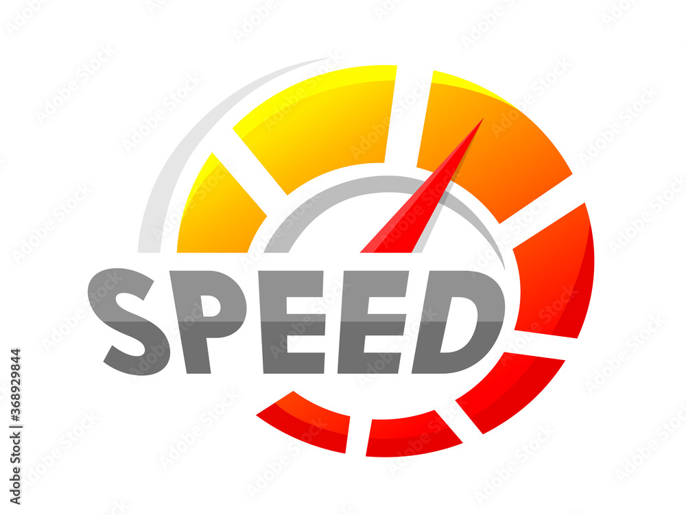 Speed Banner with Speedometer, Arrow and Typography Isolated on White ...