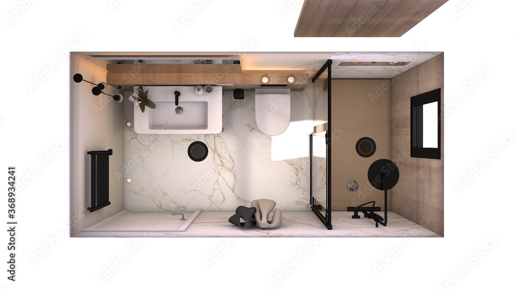 cuarto de baño con ducha e inodoro suspendido Stock Illustration ...