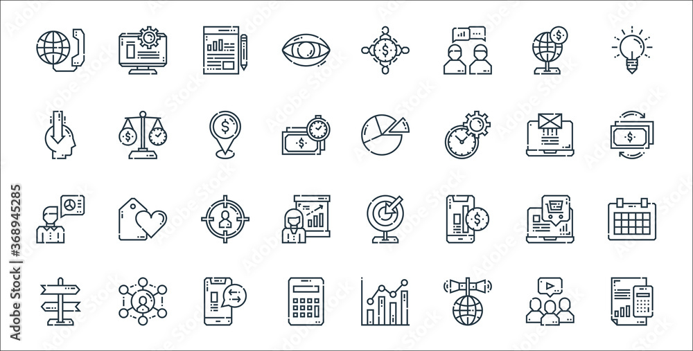 marketing line icons. linear set. quality vector line set such as ...