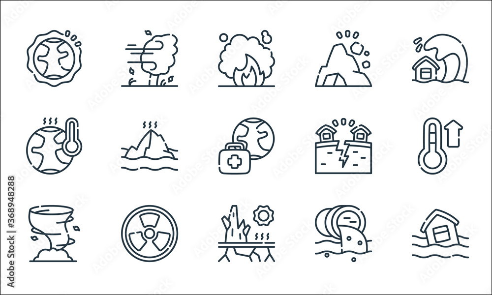 climate change line icons. linear set. quality vector line set such as ...