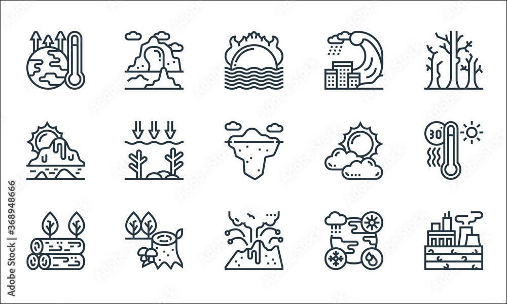 climate change line icons. linear set. quality vector line set such as ...