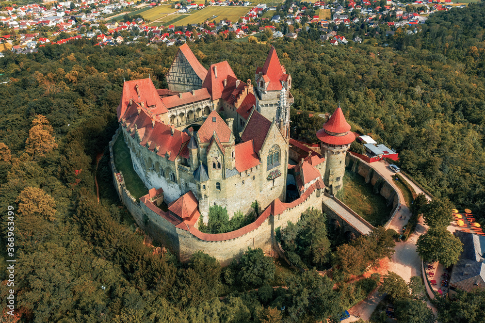 Burg Kreuzenstein from the Sky. Kreuzenstein Castle ist one of the most ...