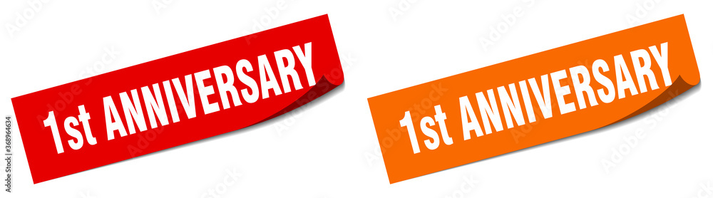 1st anniversary paper peeler sign set. 1st anniversary sticker Stock ...