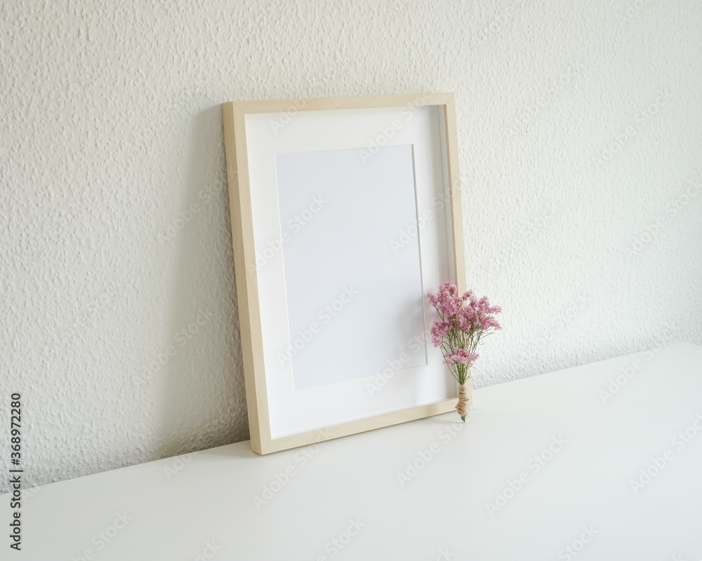 A3 / A4 Blank Frame with small flower bunch - portrait layout. Mockup ...