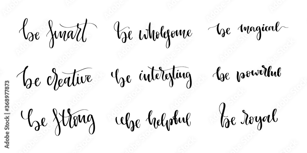 Vector set of isolated calligraphy logo of Be something for decoration ...