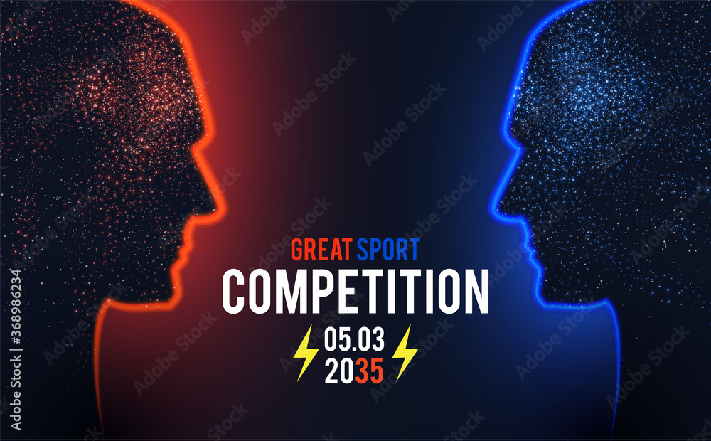 Versus. Sport competition template with men s heads silhouette and ...