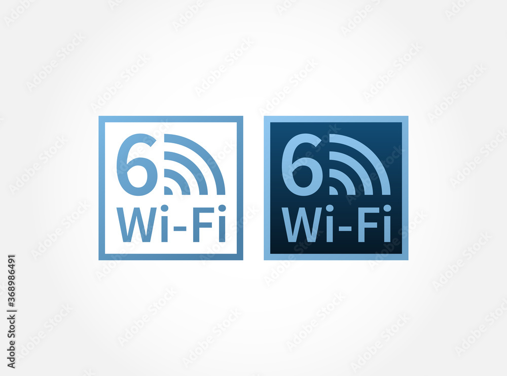 Vetor de Blue gradient vector logo icons wi-fi 6 new generation network ...