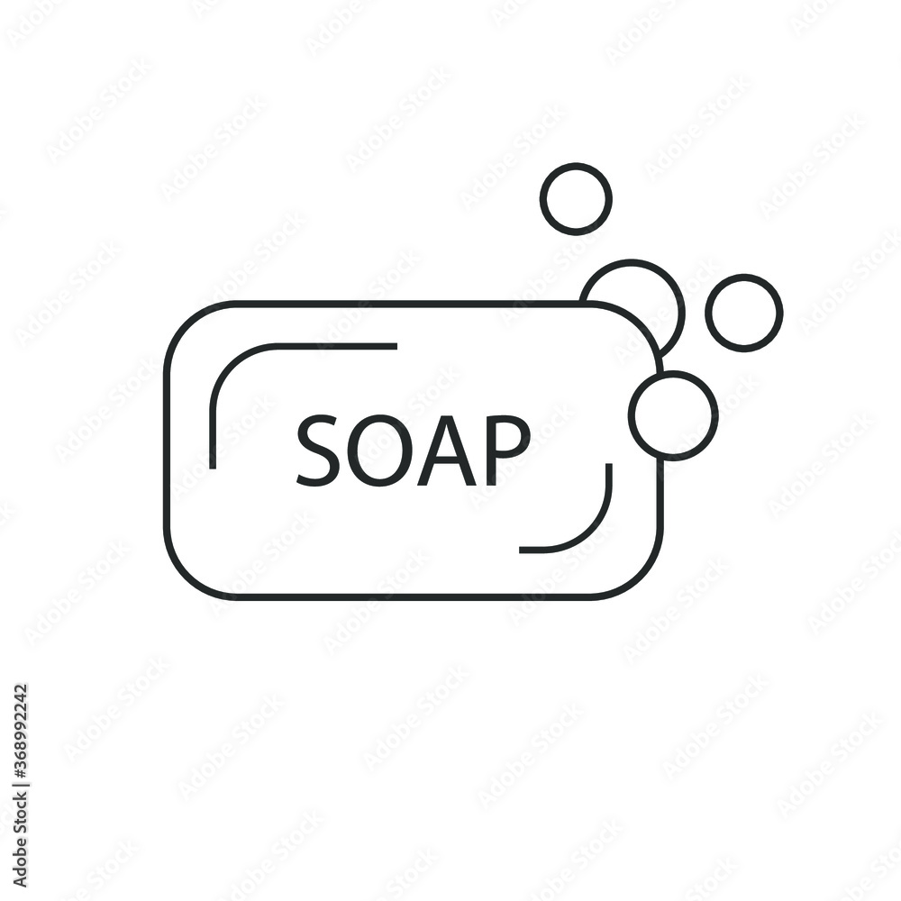 soap icon sign and symbol.Bar of soap with foam isolated on white ...