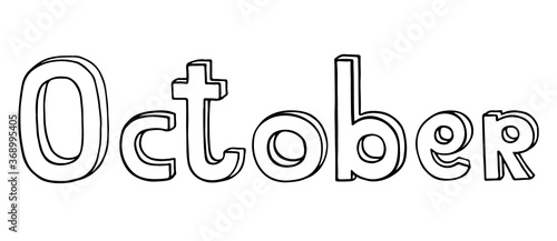 October Word Clipart Black And White