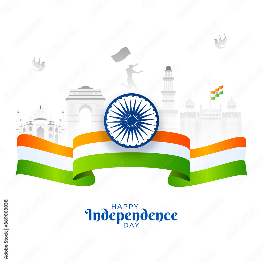 Happy Independence Day Poster Design with Ashoka Wheel, India Flag ...