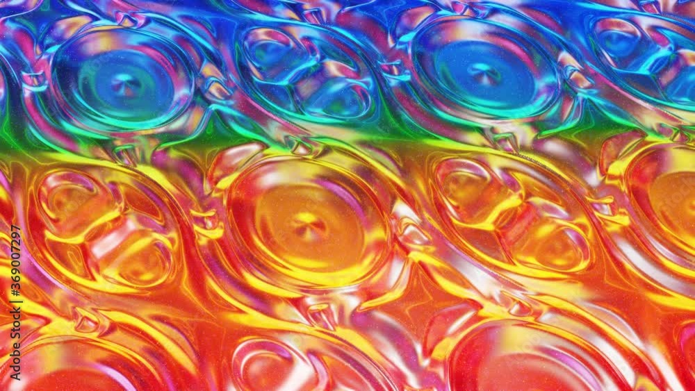 Looped abstract background. Beautiful iridescent wavy surface of liquid ...
