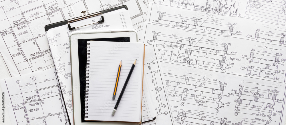 architect design working drawing sketch plans blueprints and making ...