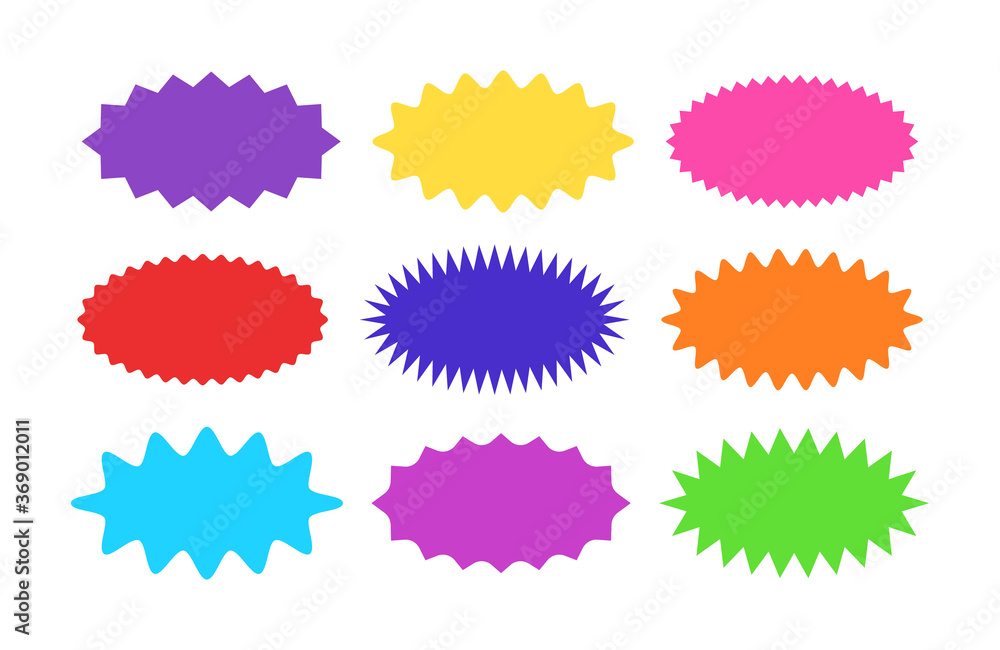 Starburst sticker set - collection of colorful special offer sale oval ...