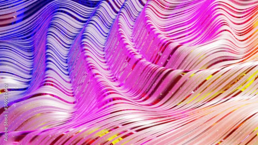 Looped abstract background. Beautiful iridescent wavy surface of liquid with pattern, gradient ...