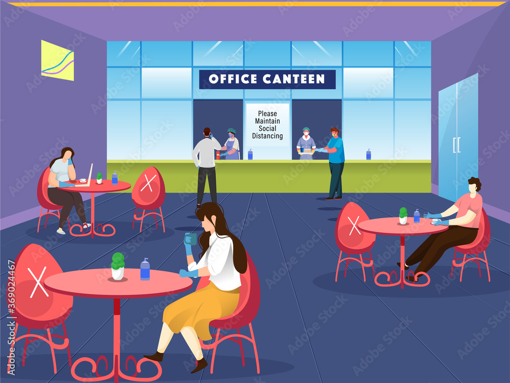 People Having Lunch in Separate Table at Office Canteen with Keep ...