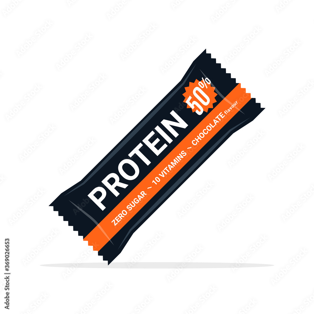Protein bar icon. Protein snack chocolate energy mockup. Vector flat ...