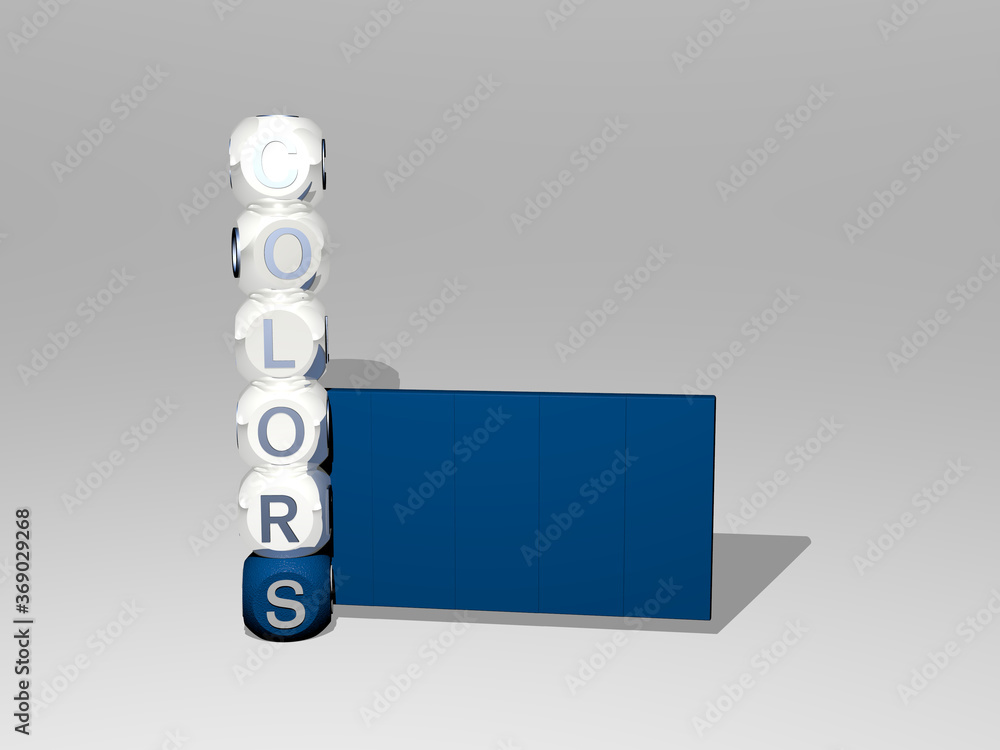 3D graphical image of COLORS vertically along with text built around ...