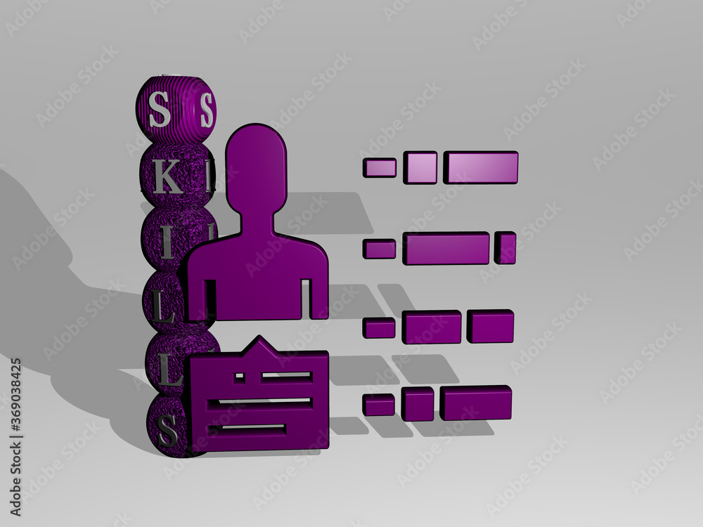 3D illustration of SKILLS graphics and text around the icon made by ...