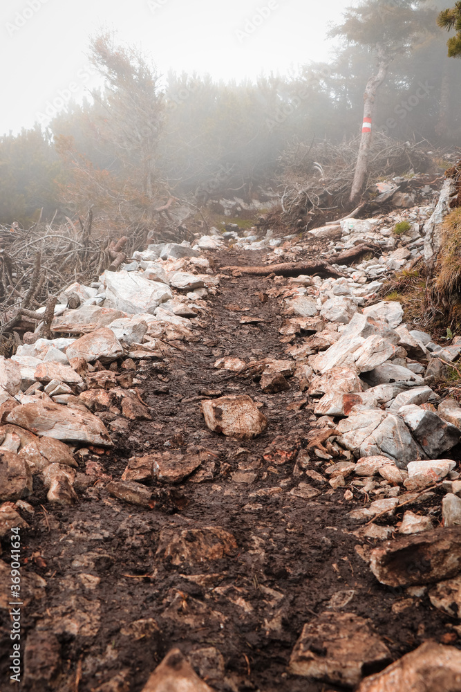 Terrible path across the hinterland on the Hochlantsch mountain in the ...