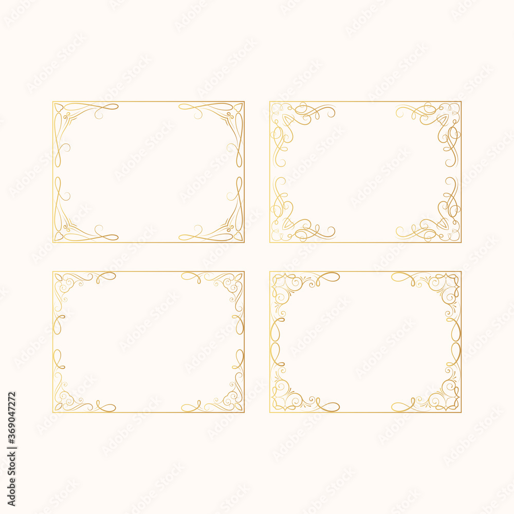 Set of vintage royal frames with gold filigree decor elements. Vector ...