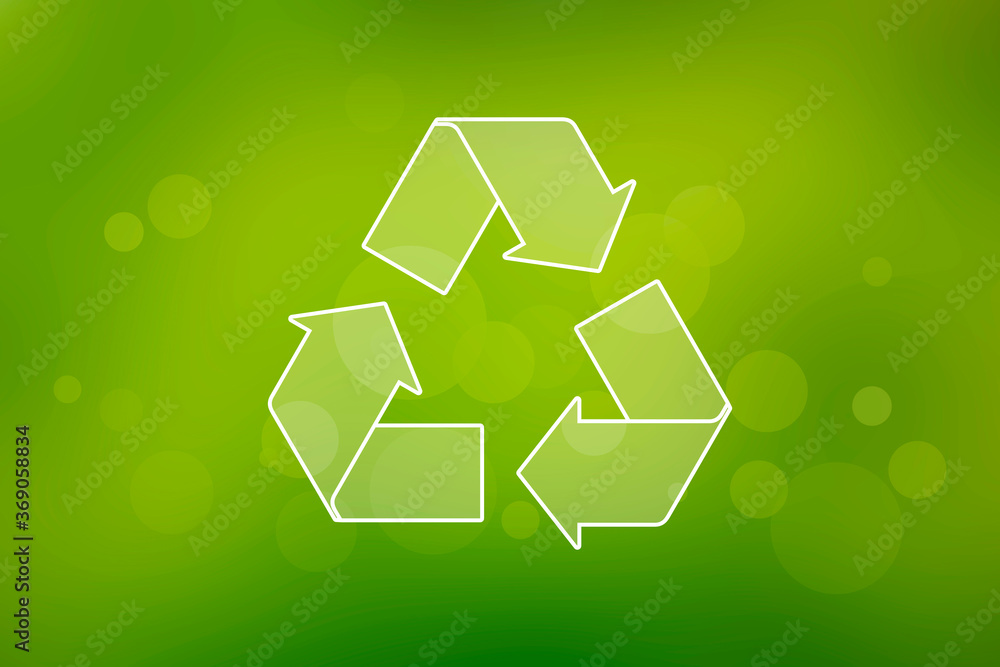 Recycling symbol on a green background. Abstract green recycling symbol ...