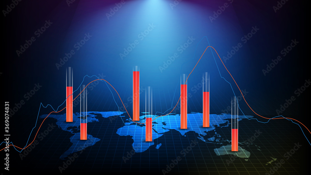 abstract background Measuring scales bar and world maps, trading stock ...