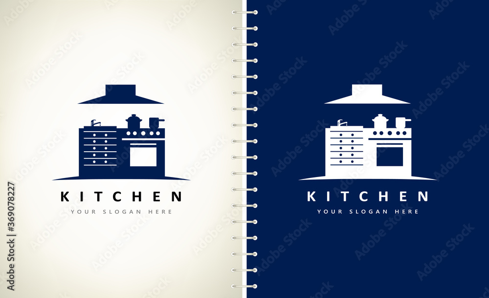 Kitchen furniture logo vector. Furniture, dishes and household ...