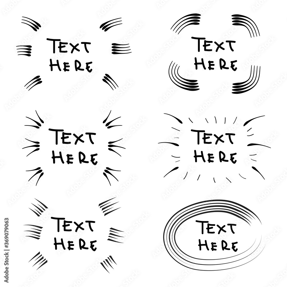 Vector hand drawn collection of design elements for emphasis text in ...