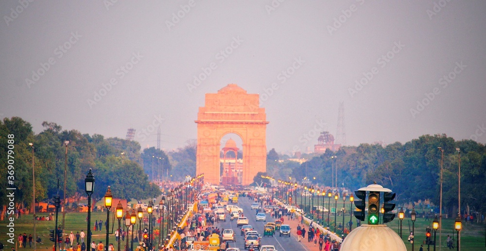 panoramic view of the city in Indian capital New Delhi India Gate Stock ...
