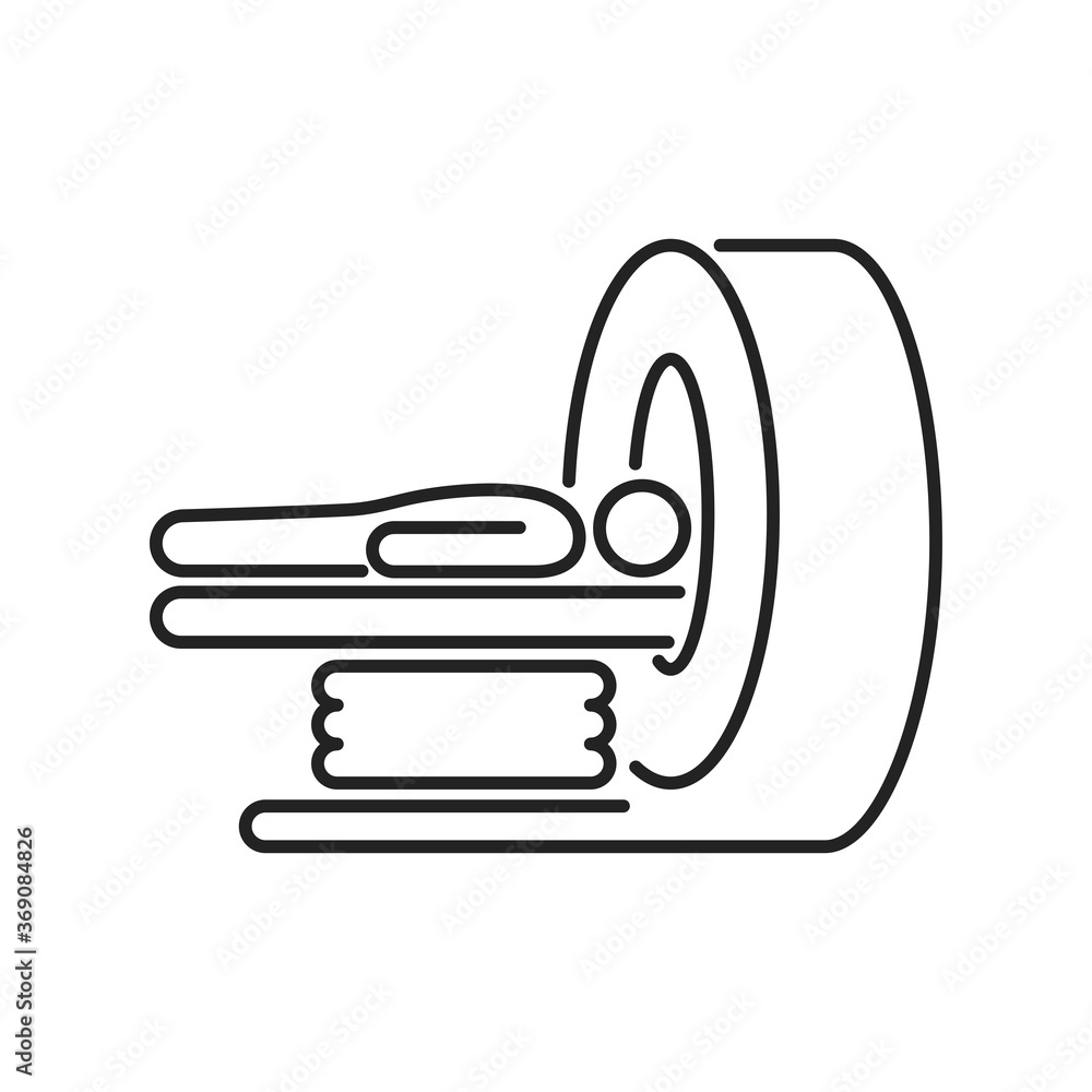 MRI machine scan device in hospital line black icon. Health care ...
