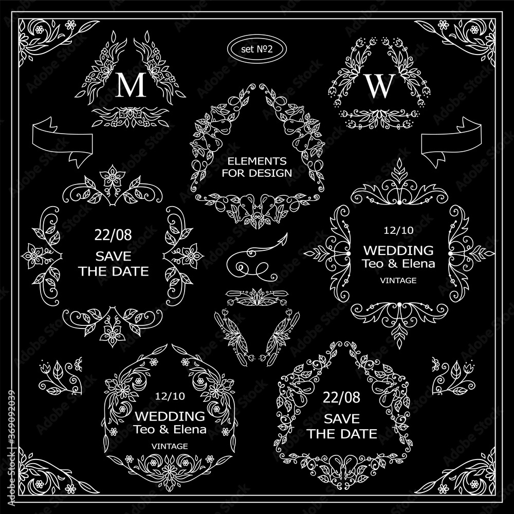 Vector set of calligraphic elements for design. Triangle template for ...