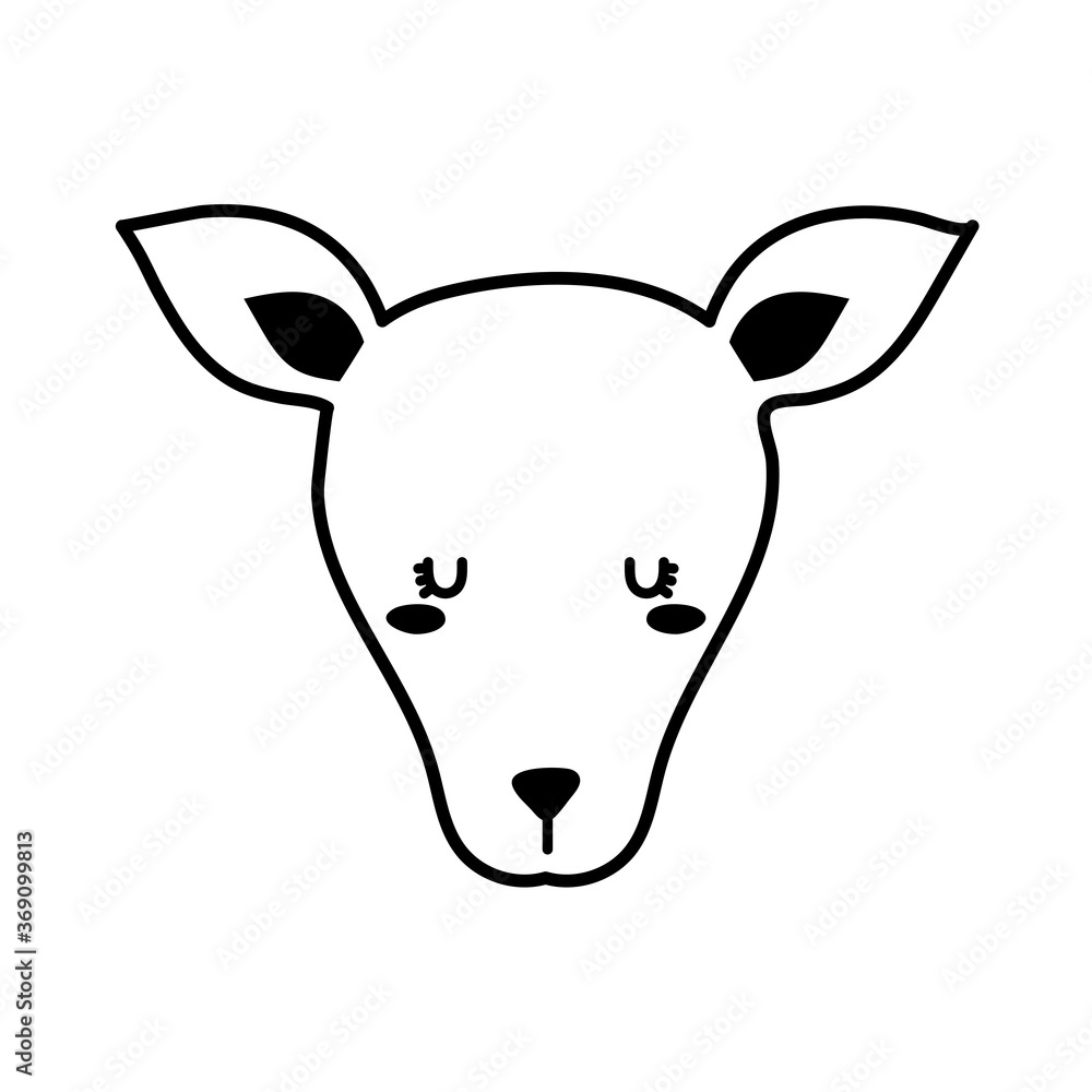 Cute kangaroo face cartoon line style icon design, Animal zoo life ...