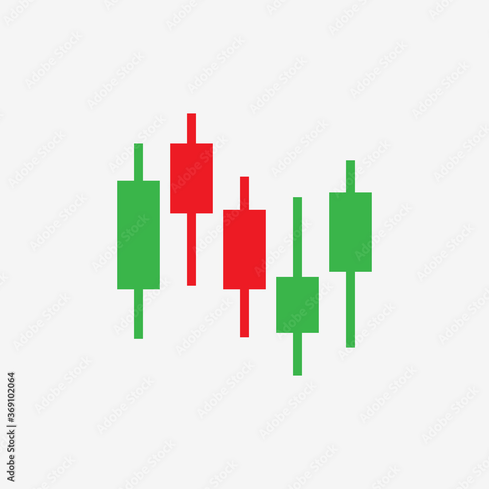 Candlestick chart icon. Stock marke exchange simbol. Green and red ...