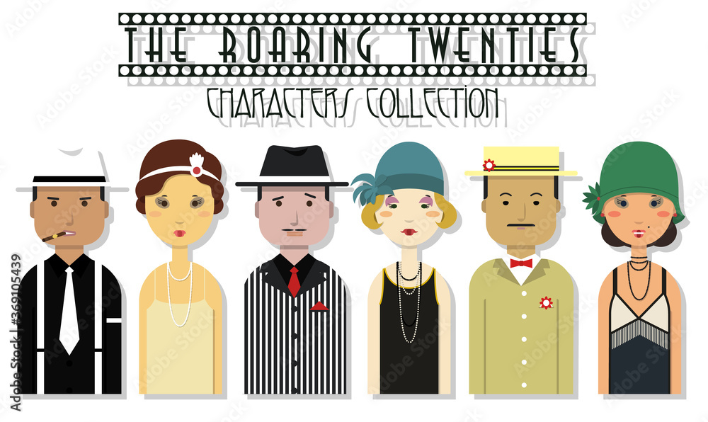 1920s Character Set, People and Fashion from the Roaring Twenties Stock ...
